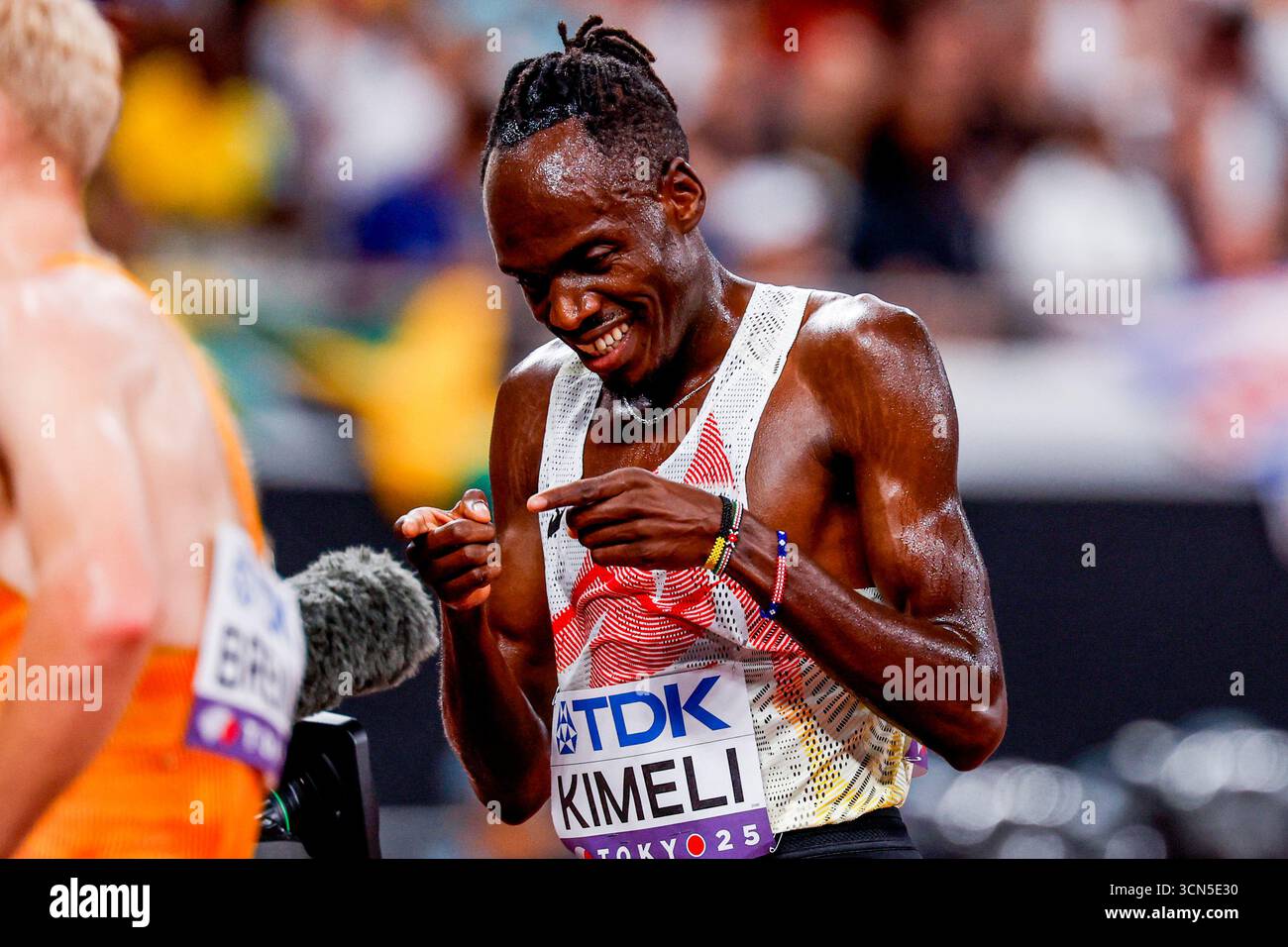 Isaac Kimeli of Belgium celebrates after during the Men's 5000 Metres ...