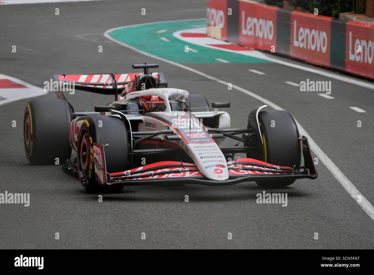 Haas driver Esteban Ocon of France in action during the second practice ...