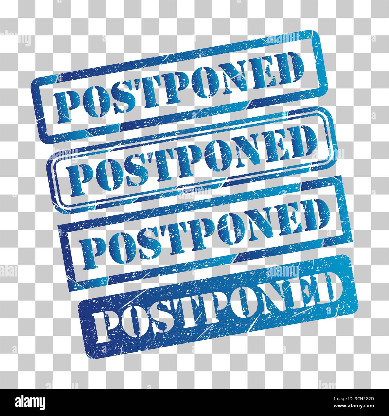 Set of Postponed stamp symbol, label sticker sign button, text banner ...