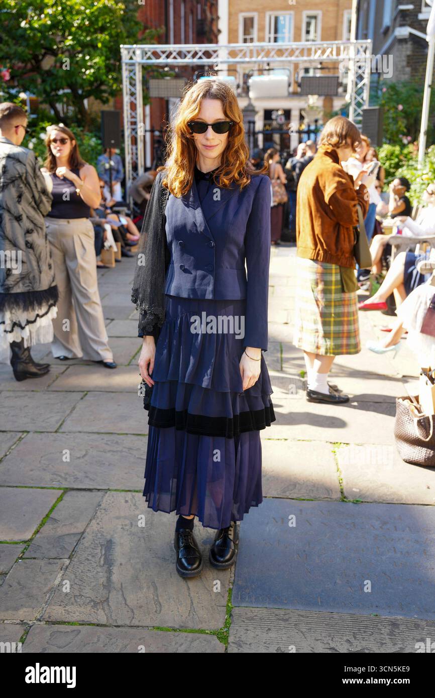 Chloe Pirrie attends the Bora Aksu show at St Paul's Church, Covent ...
