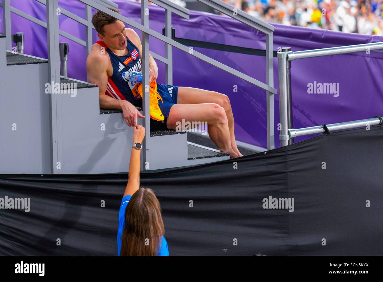 Tokyo, Japan 20250919. Karsten Warholm with his girlfriend Oda Djupvik ...