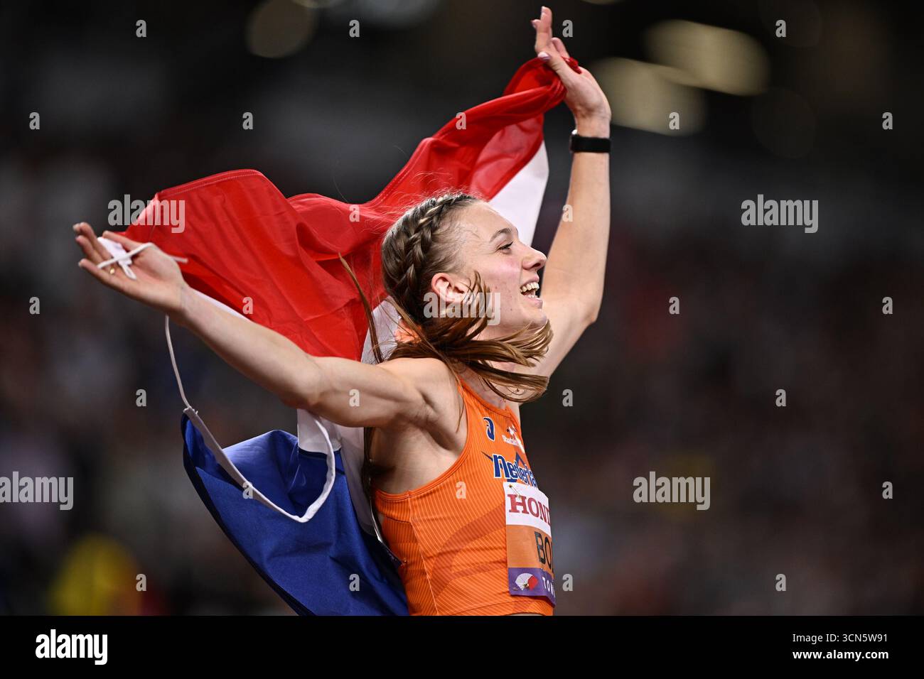 Tokyo, Japan. 19th Sep, 2025. Dutch Femke Bol celebrates after winning ...