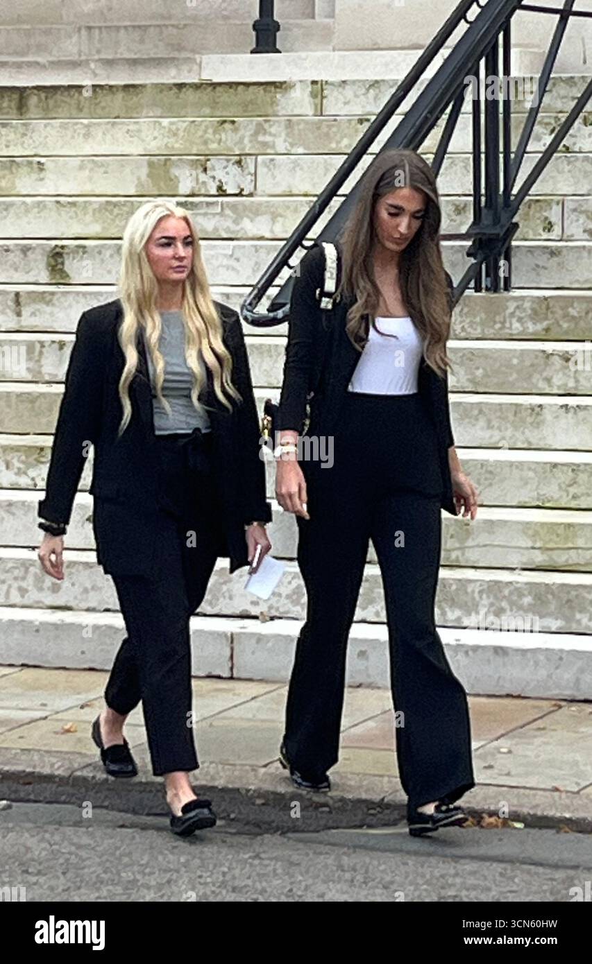 Former prison worker Megan Breen (left) leaves Cardiff Crown Court ...