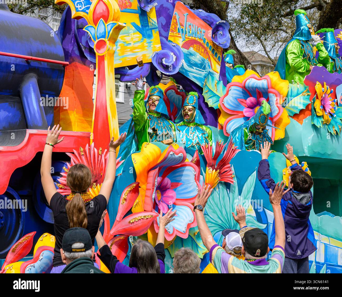 New Orleans, LA, USA - March 4, 2025: Closeup of crowd of children and ...