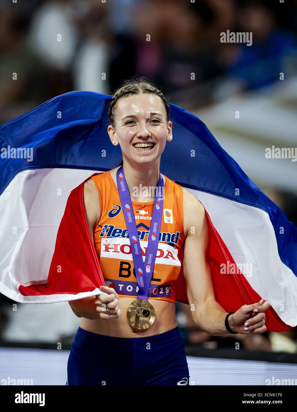 TOKYO - Femke Bol with her gold medal in the 400-meter hurdles at the ...