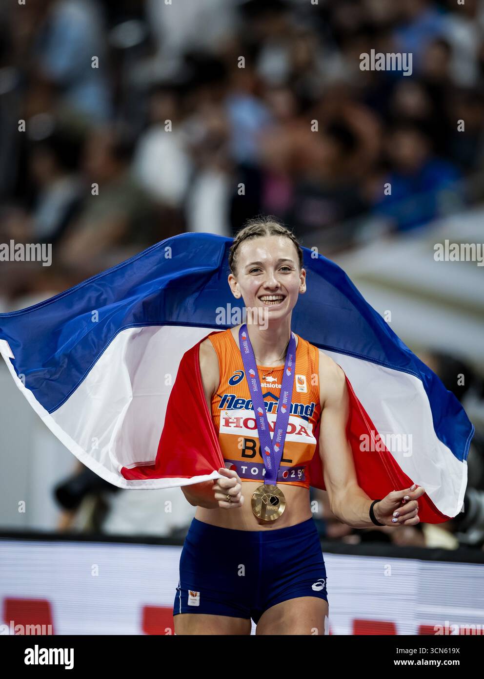 TOKYO - Femke Bol with her gold medal in the 400-meter hurdles at the ...