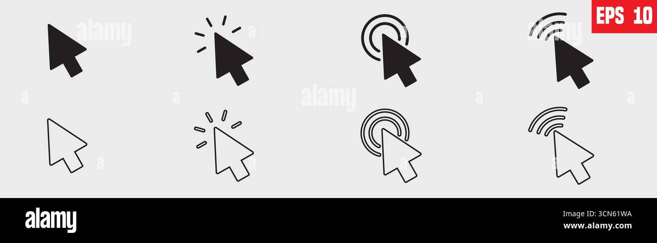 Computer mouse click cursor. Load symbol. Pointer cursor and loading ...