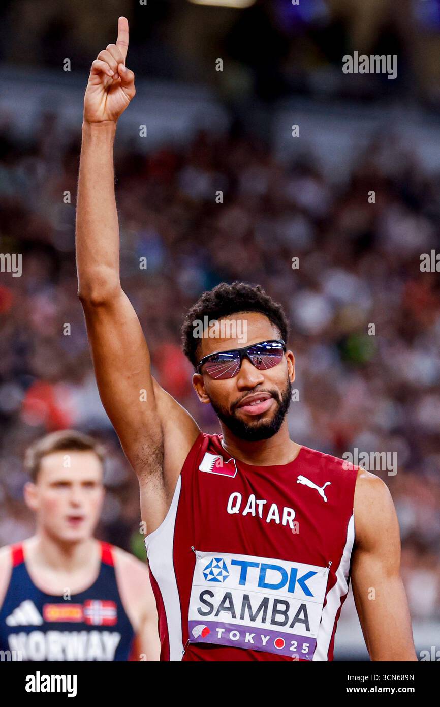 Abderrahman Samba of Qatar during the Men's 400 Metres Hurdles Final ...