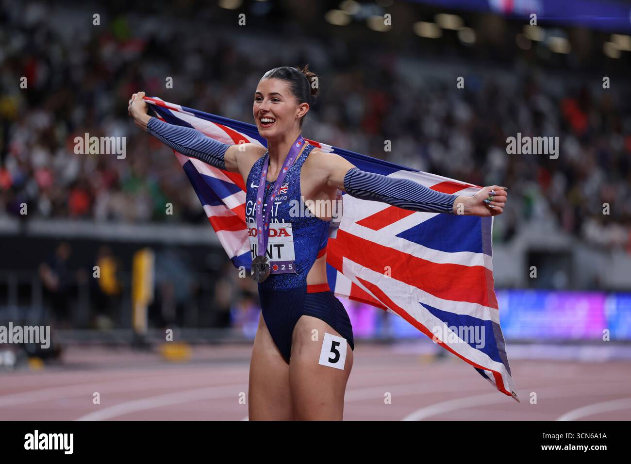 Amy HUNT of Great Britain poses for a photo after placing 2nd to claim ...
