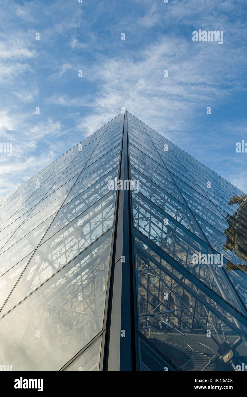 Louvre Museum glass pyramid architecture in Paris Stock Photo - Alamy