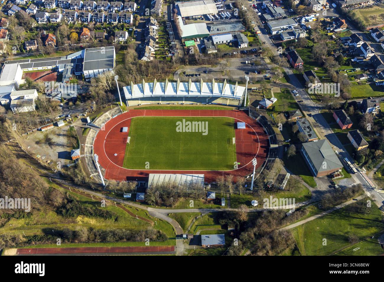 Aerial view, Lohrheide stadium, Leithe, Bochum, Ruhr area, North Rhine ...