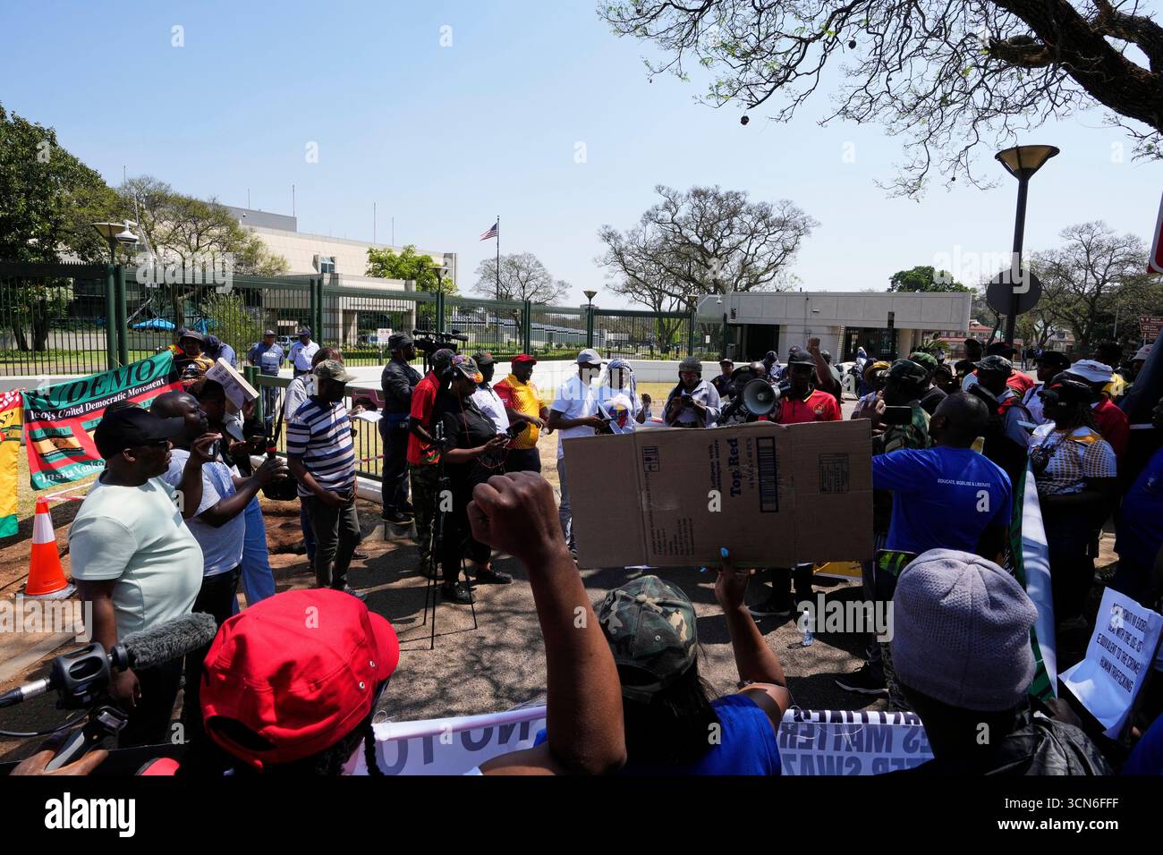 Members of Eswatini Pro-democracy activists, protest outside the U.S ...