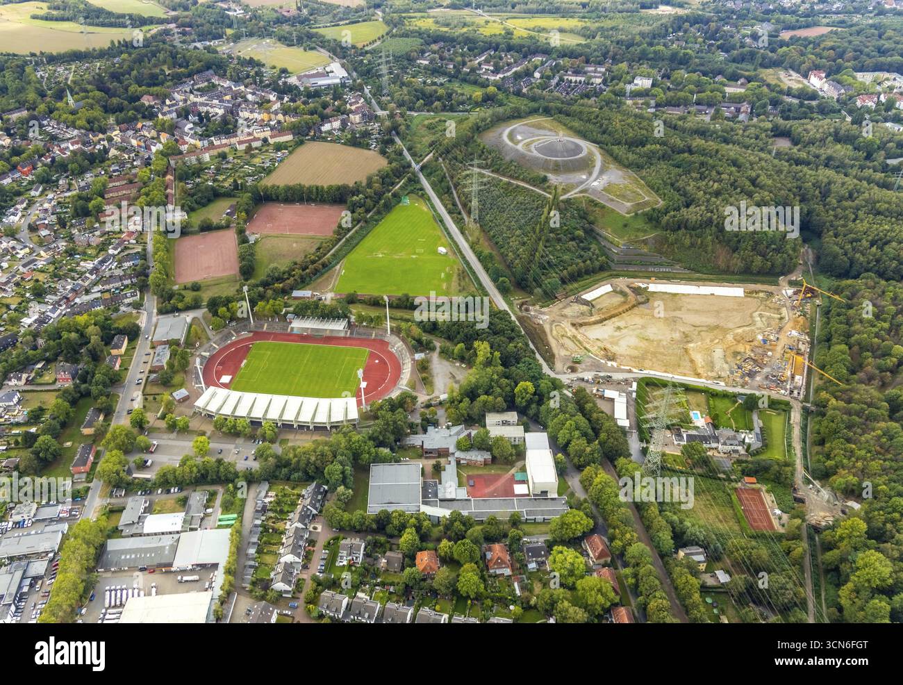 Aerial view, Lohrheide stadium, Rheinelbe slag heap, Wattenscheider ...
