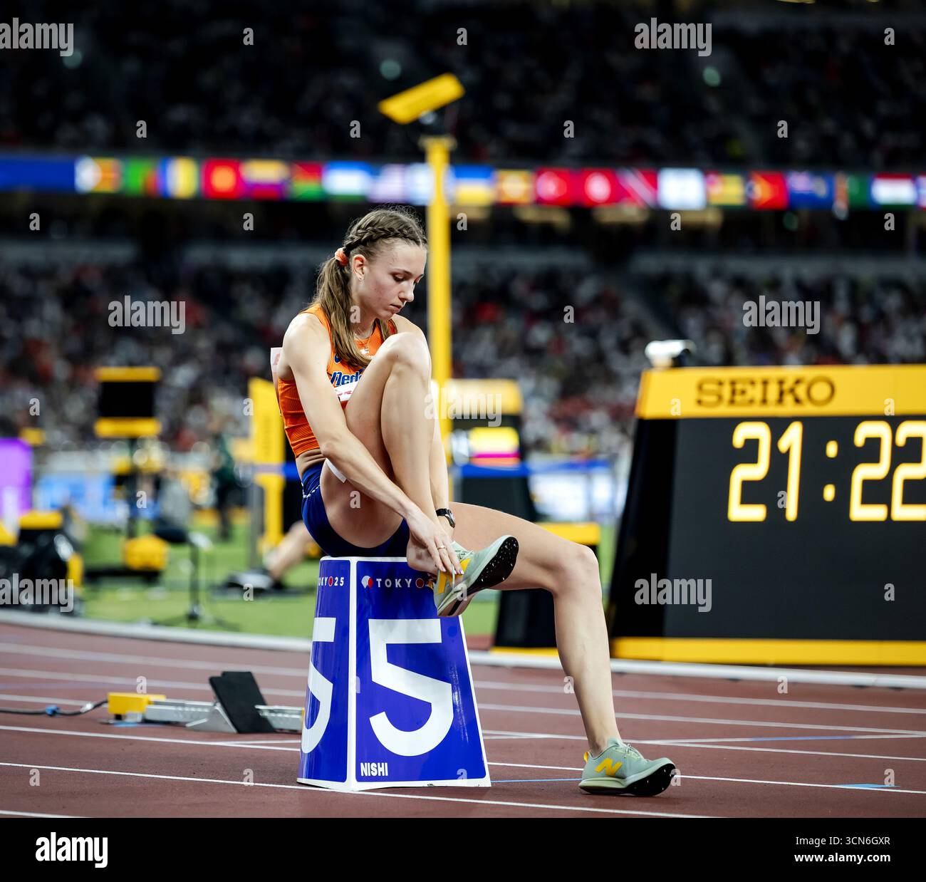 TOKYO - Femke Bol before the final of the 400-meter hurdles at the ...