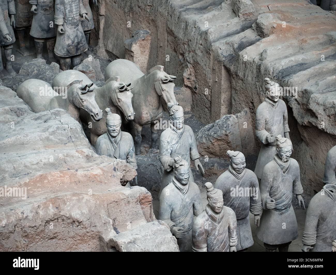 Terracotta Warriors in Xi'an, China - A close-up view of two ancient ...