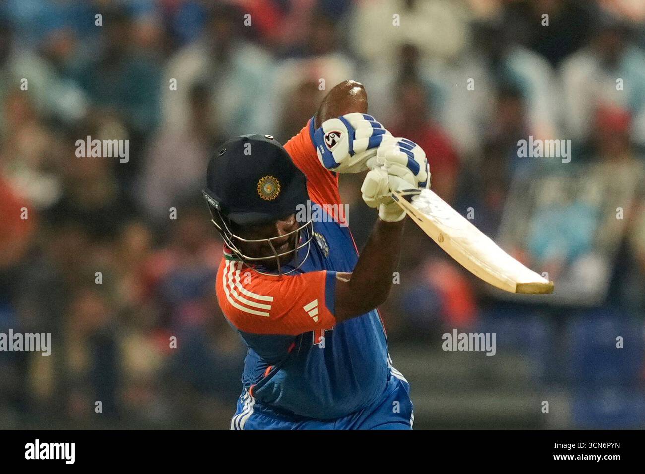 India's Sanju Samson plays a shot during the Asia Cup cricket match ...