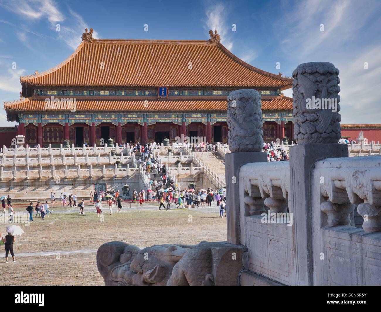 A grand wide shot of the Hall of Supreme Harmony in Beijing's Forbidden ...