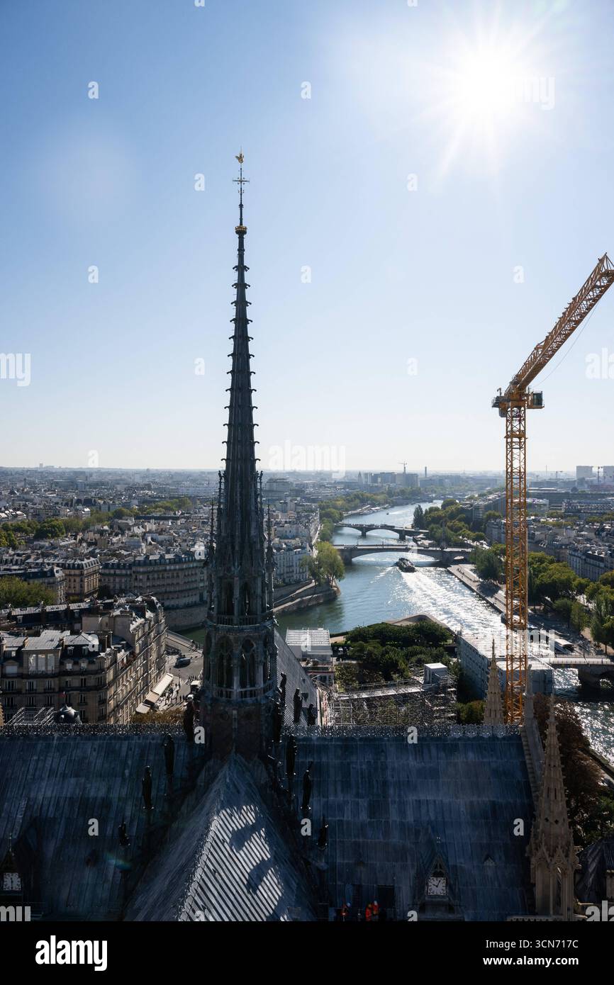 View of the Fleche de Notre-Dame de Paris Cathedral during a visit to ...