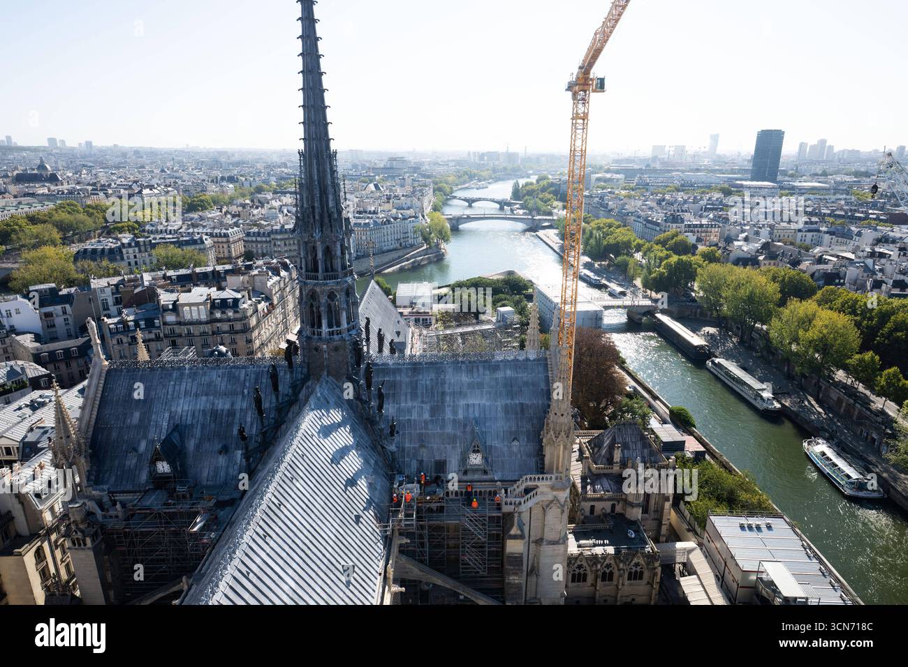 View of the Fleche de Notre-Dame de Paris Cathedral during a visit to ...