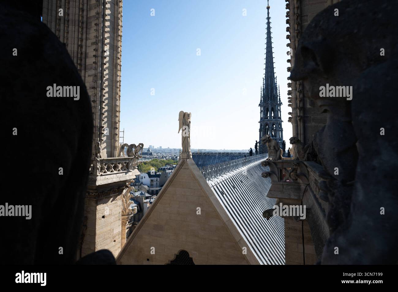 View of the Fleche de Notre-Dame de Paris Cathedral during a visit to ...