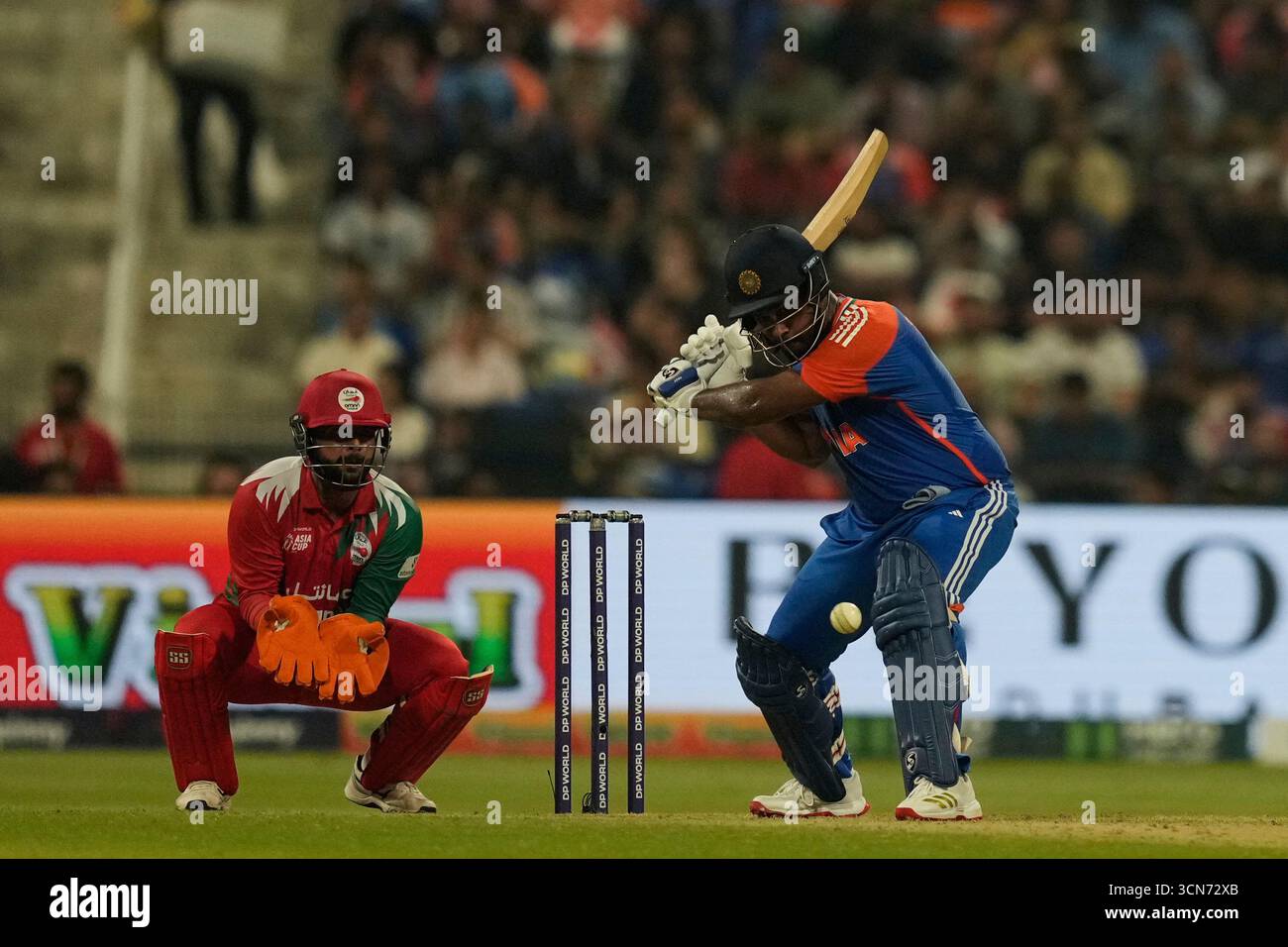 India's Sanju Samson plays a shot during the Asia Cup cricket match ...