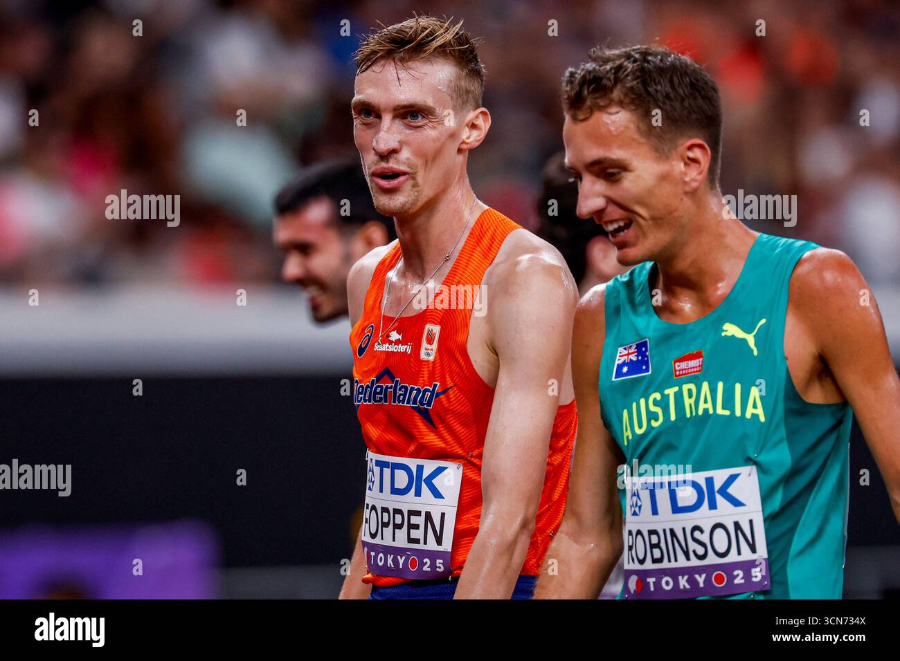 Mike Foppen of the Netherlands and Ky Robinson of Australia competing ...