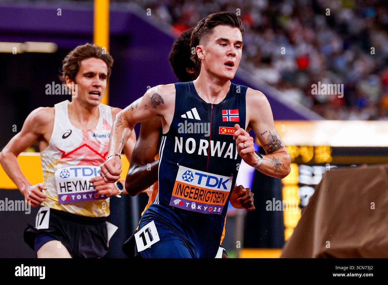 Jakob Ingebrigtsen of Norway competing in the Men's 5000 Metres during ...