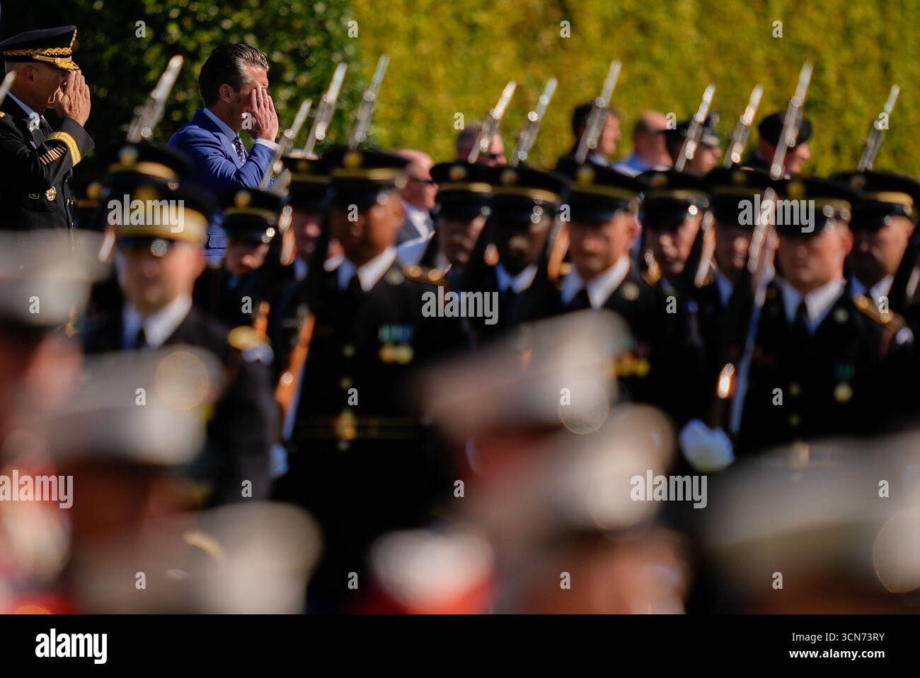 Defense Secretary Pete Hegseth, right, and Army Chief of Staff Gen ...