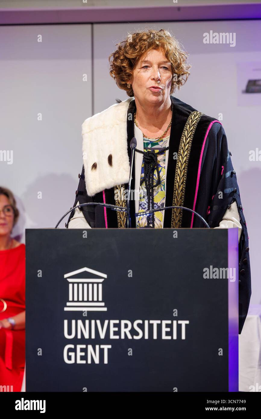 New UGent Rector Petra De Sutter delivers a speech at the opening ...