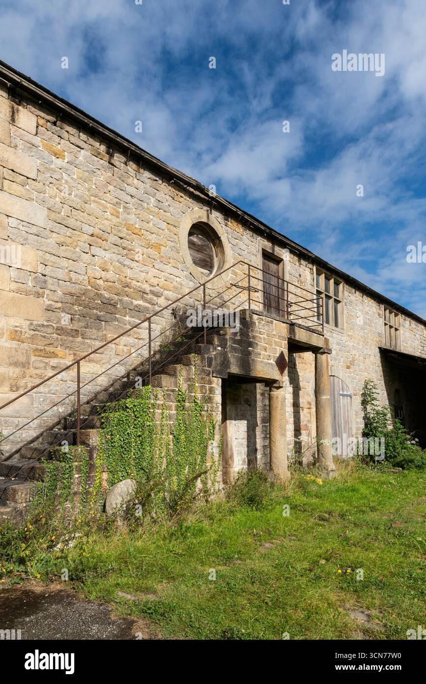 Old stone barn at Stocking farm in the village of Calver once used as a ...