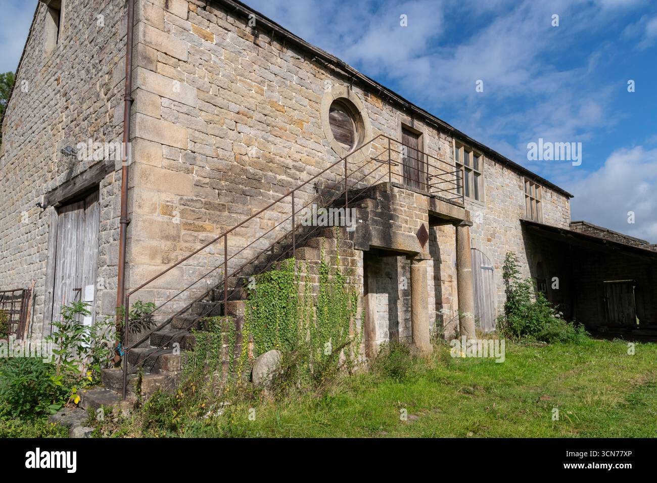 Old stone barn at Stocking farm in the village of Calver once used as a ...