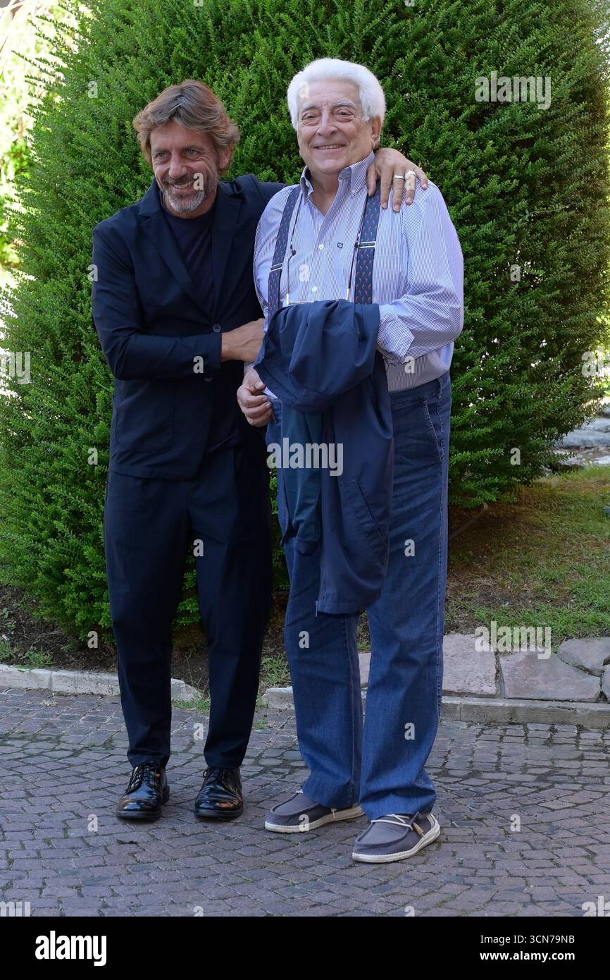 Angelo Mellone (L) and Michele Guardì (R) attend the Ciao Maschio Rai1 ...