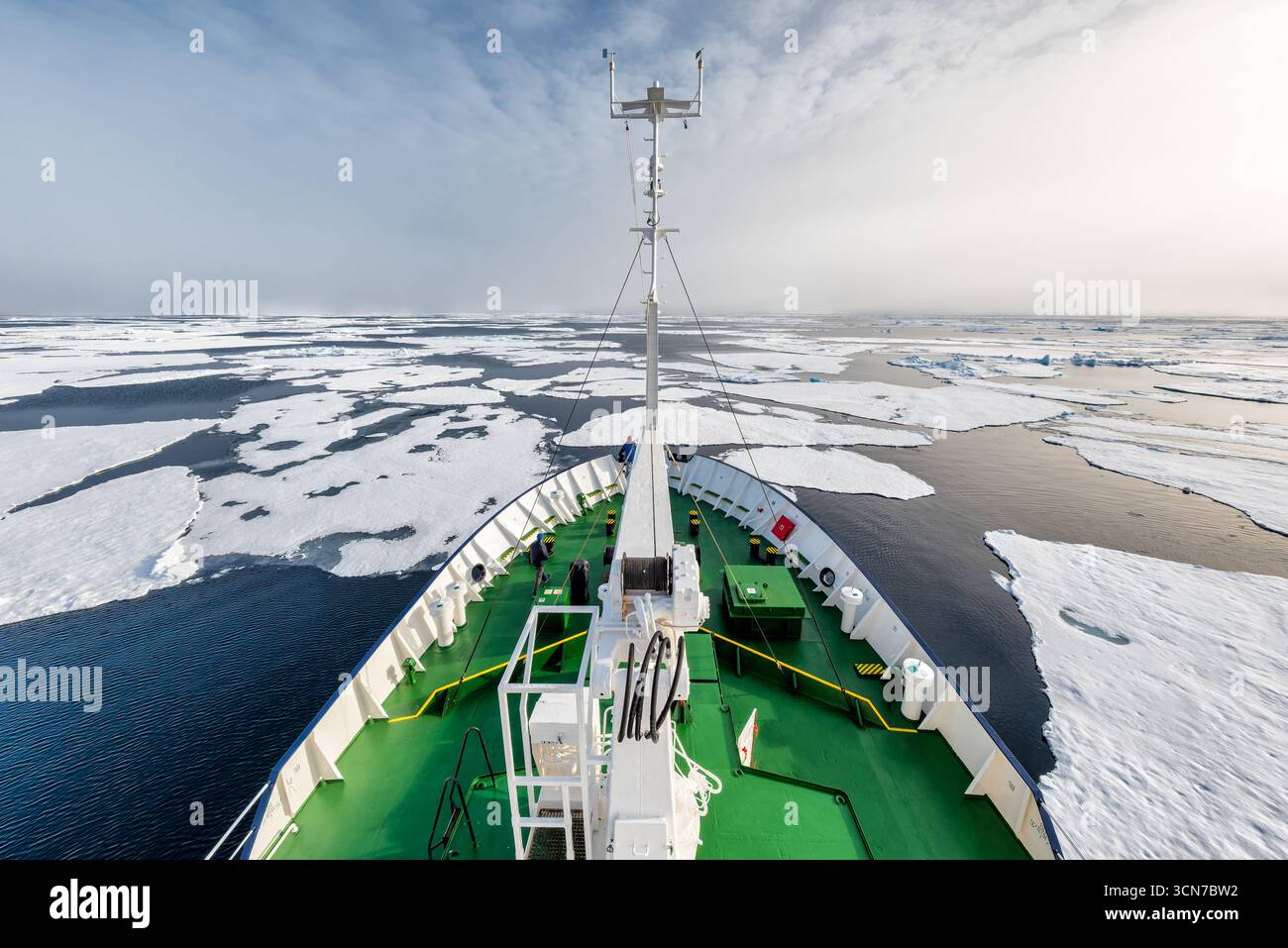 Ship Deck In Arctic Ocean With Ice Floes Svalbard Norway // SVALBARD ...