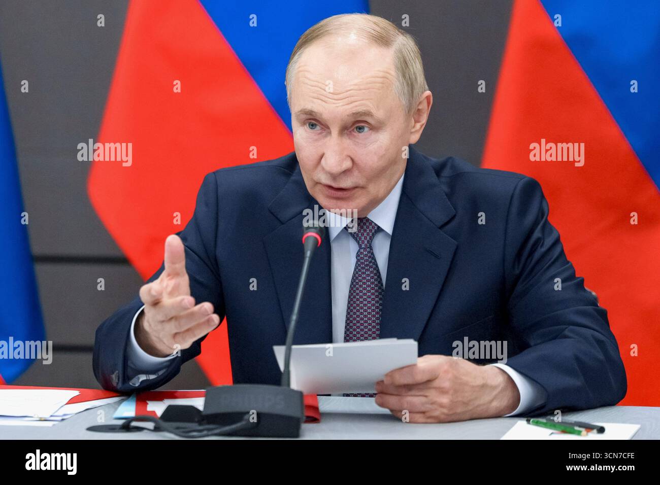 Russian President Vladimir Putin chairs a meeting of the Military-Industrial Commission in Perm ...