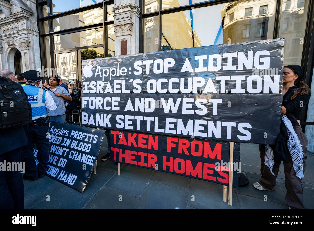 London, UK. 19 September 2025. Activists stage a protest outside the ...