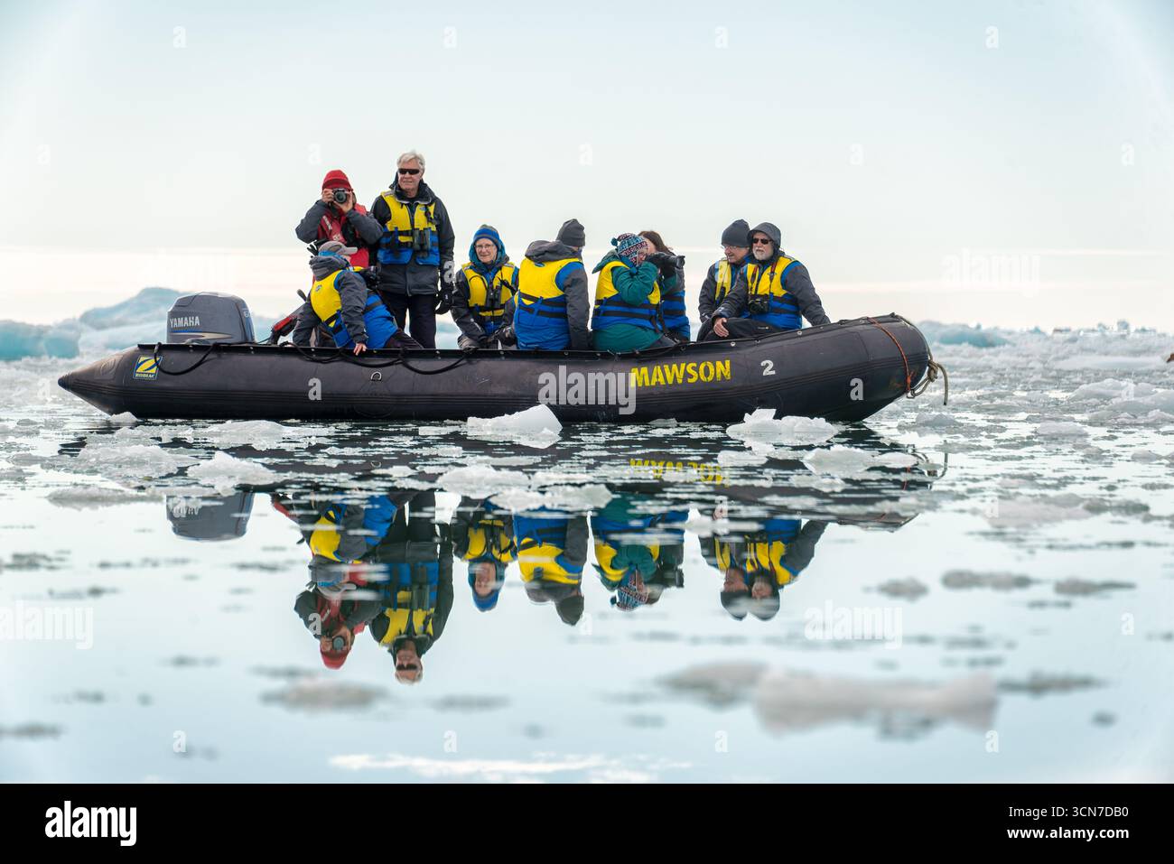 Zodiac Mawson 2 Boat With Tourists In Ice Floes Svalbard Norway ...