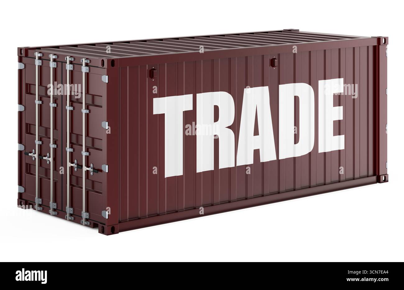 Trade, shipping container. 3D rendering isolated on white background ...