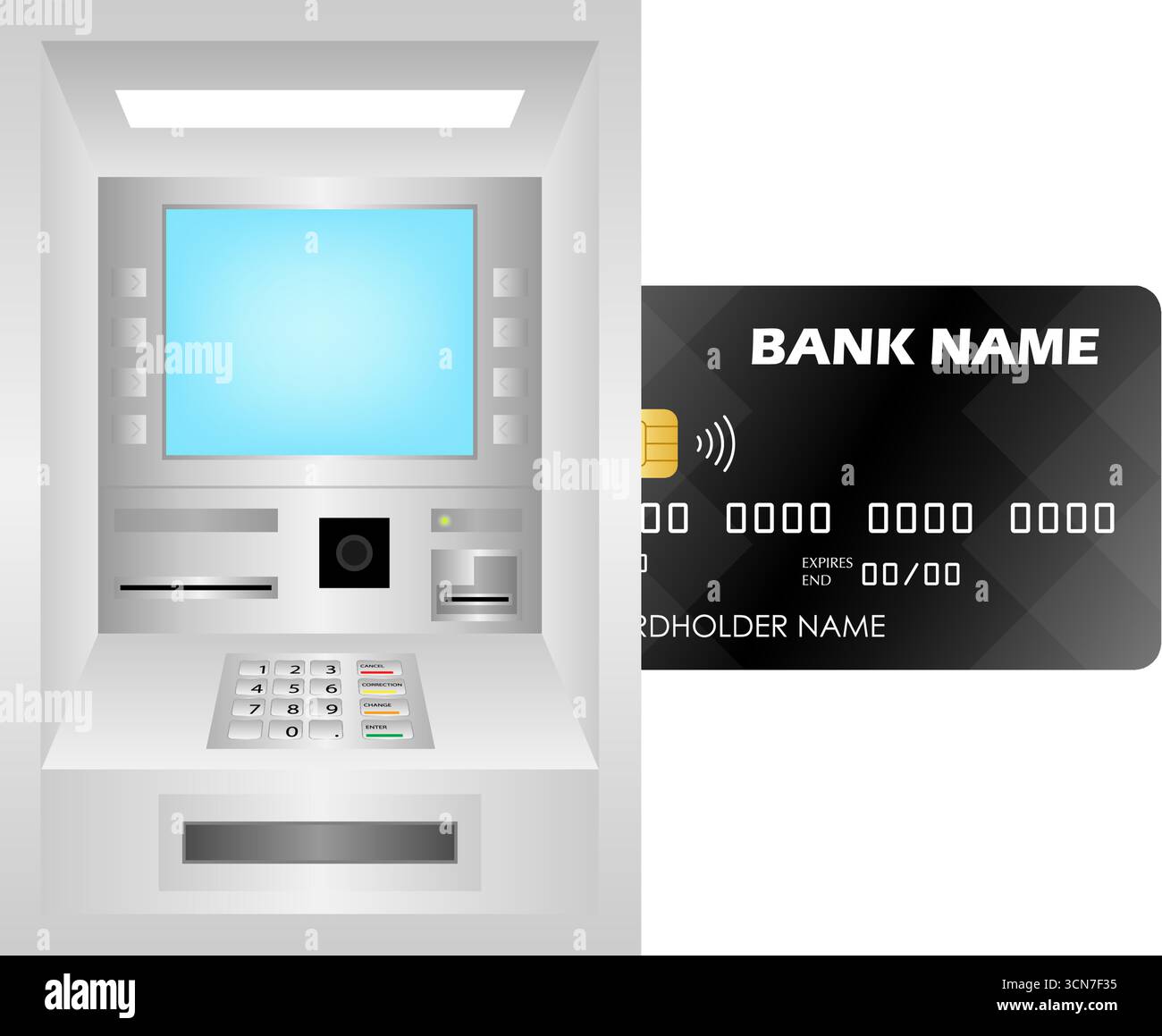 Credit Card, ATM Card or Debit Card Inserting into ATM Machine Card ...