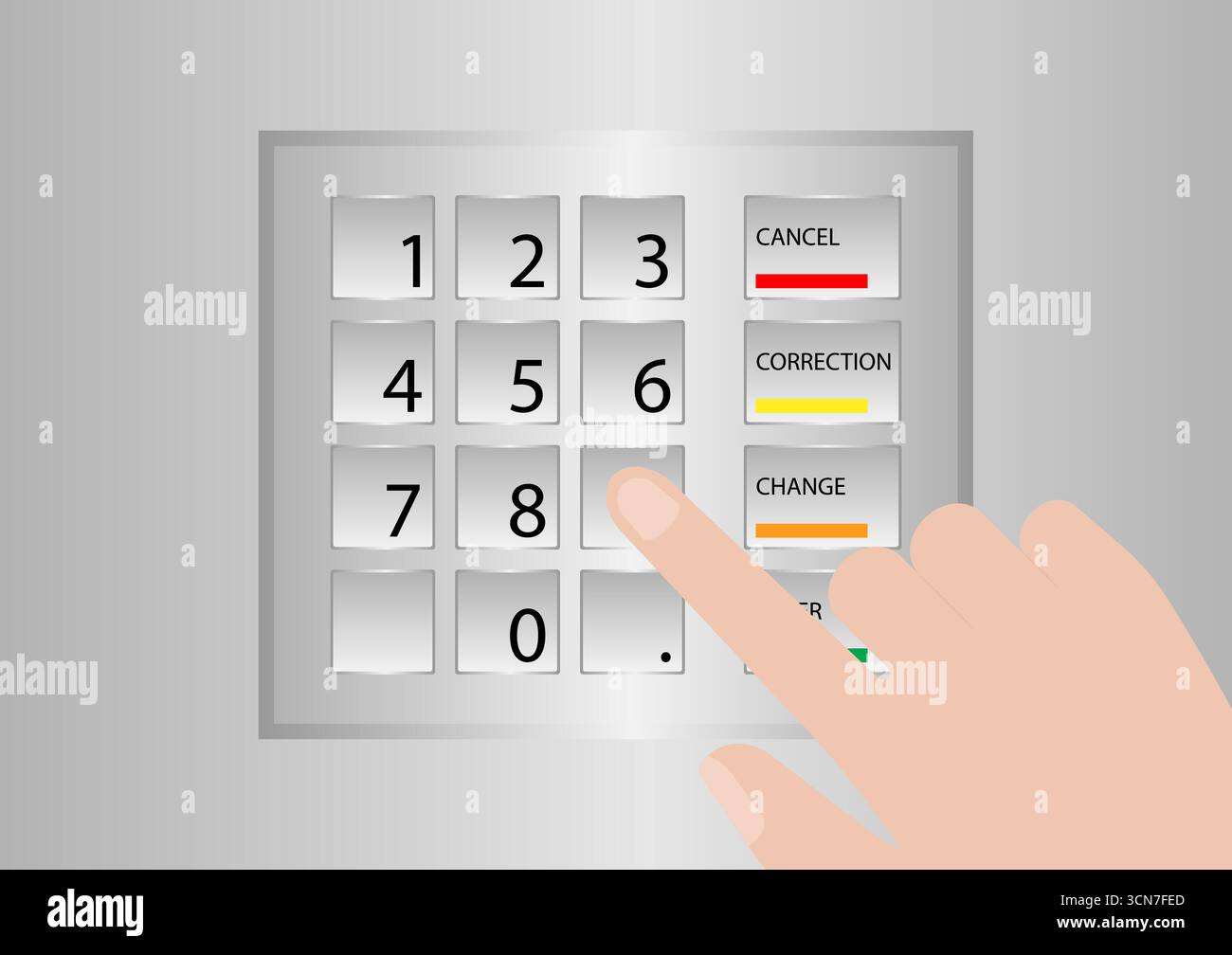 Hand Typing PIN code or Password on ATM Keypad to Withdraw Money from ...