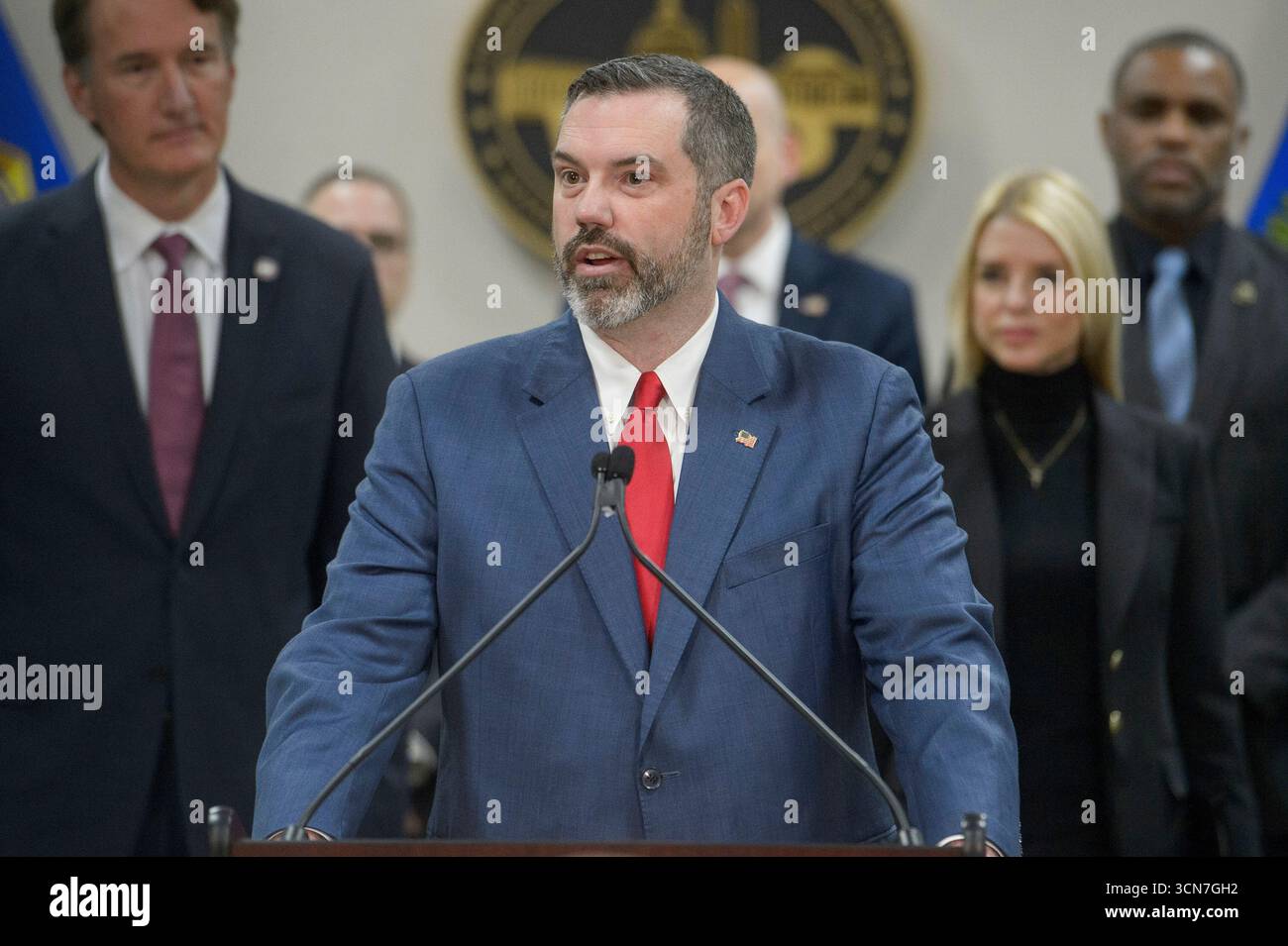 FILE - Erik Siebert, interim U.S. Attorney for the eastern district of Virginia, speaks as ...