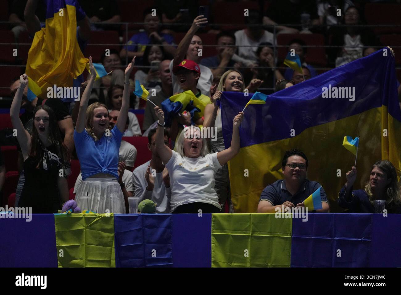 Ukrainian fans cheers during the Billie Jean King Cup semifinals tennis ...