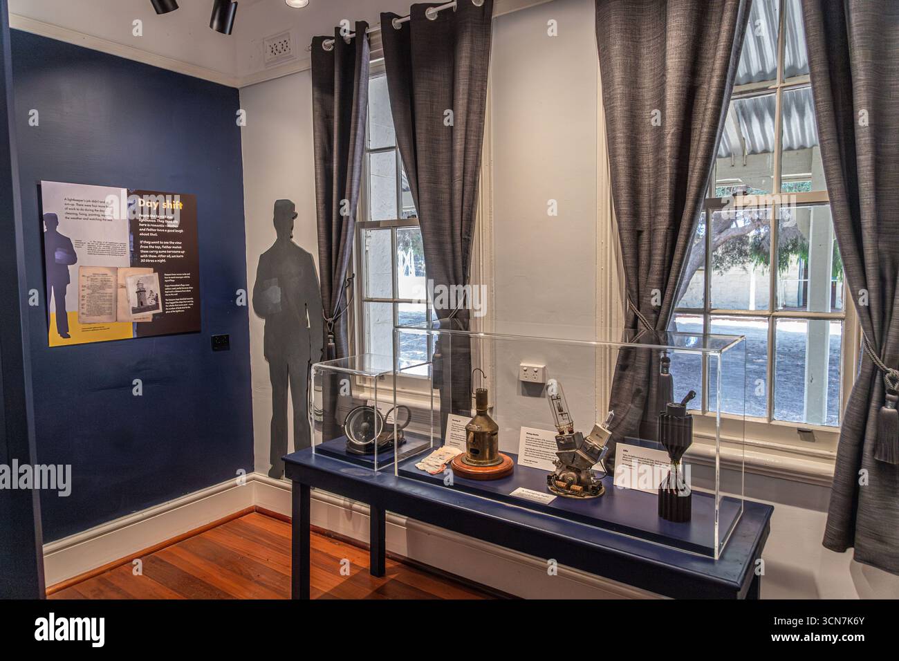 An exhibit of lamps in the museum at the Cape Naturaliste Lighthouse ...
