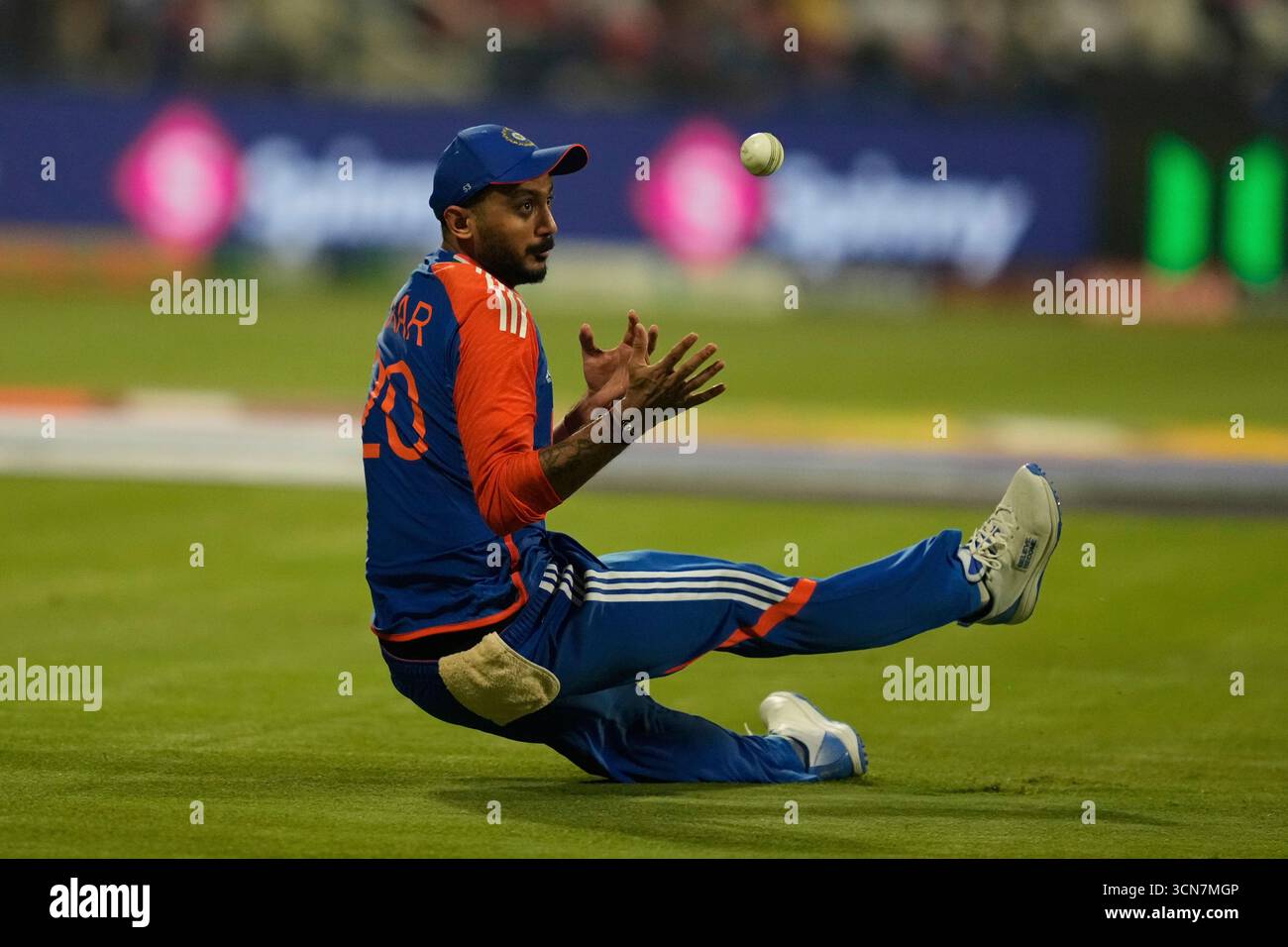 India's Axar Patel drops the catch of Oman's Hammad Mirza during the Asia Cup cricket match ...