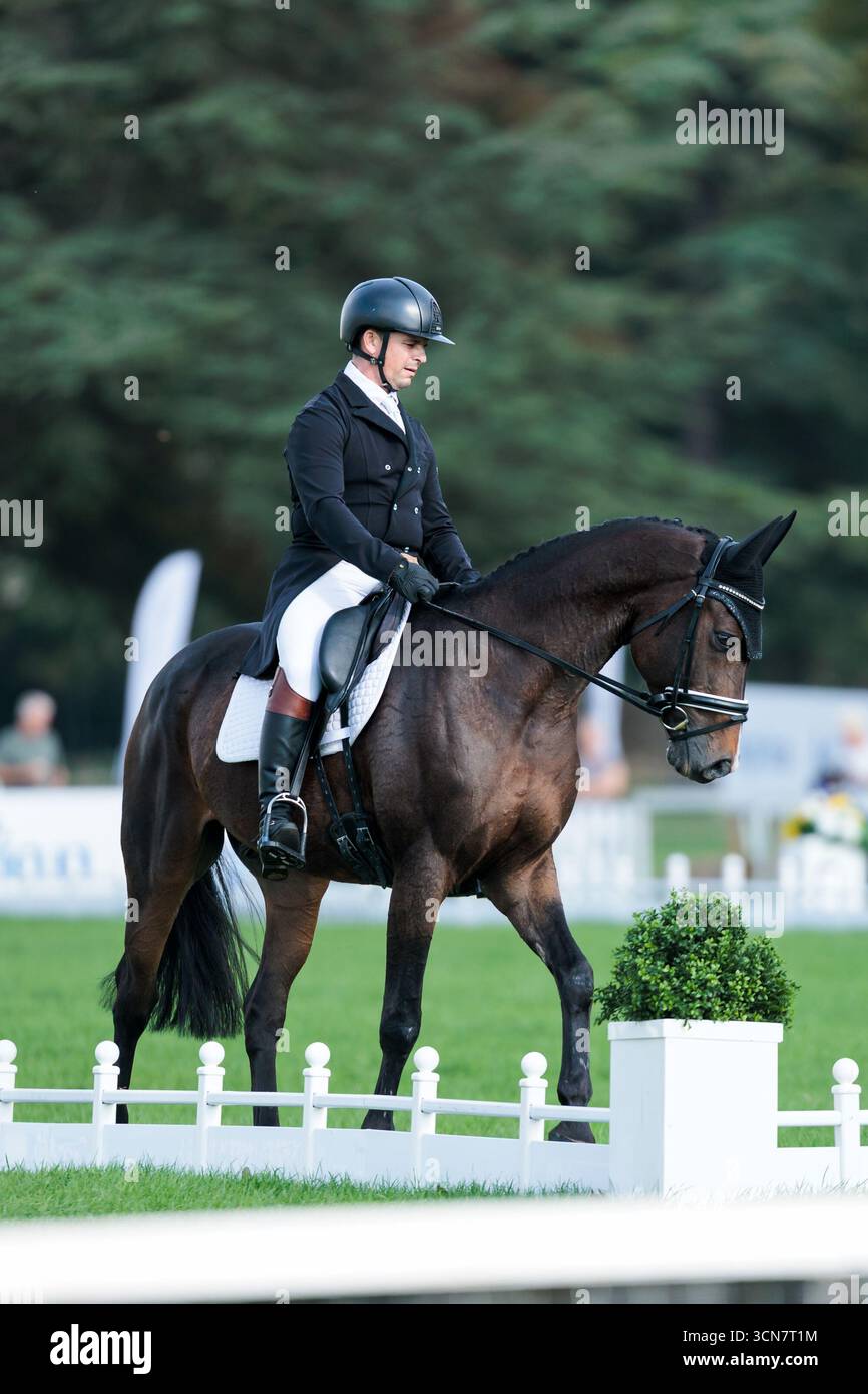 Jaroslav Abik of Czech Republic with Madock during the dressage at the ...