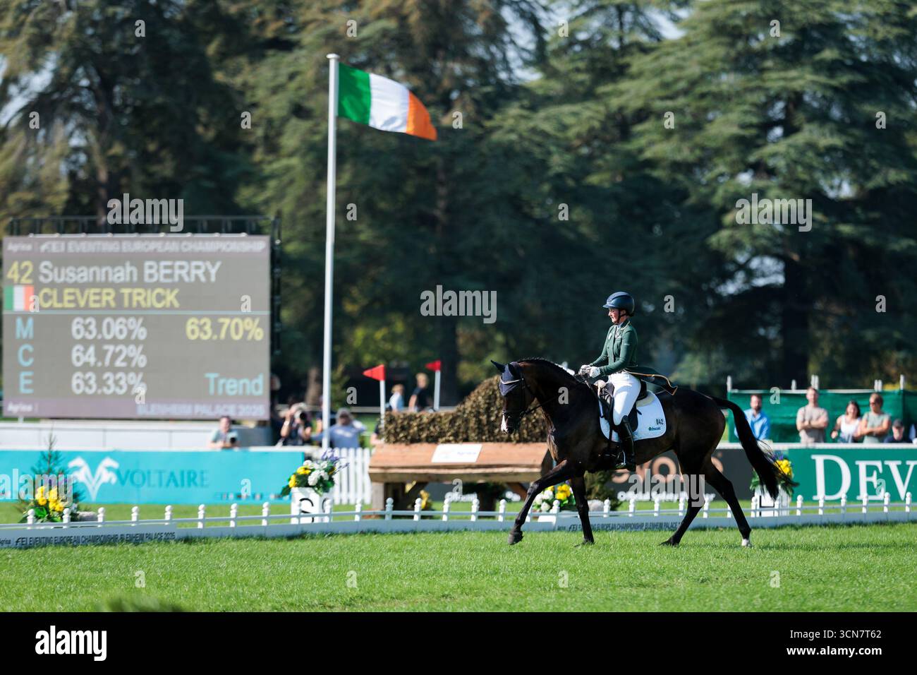Susannah Berry of Ireland with Clever Trick during the dressage at the ...