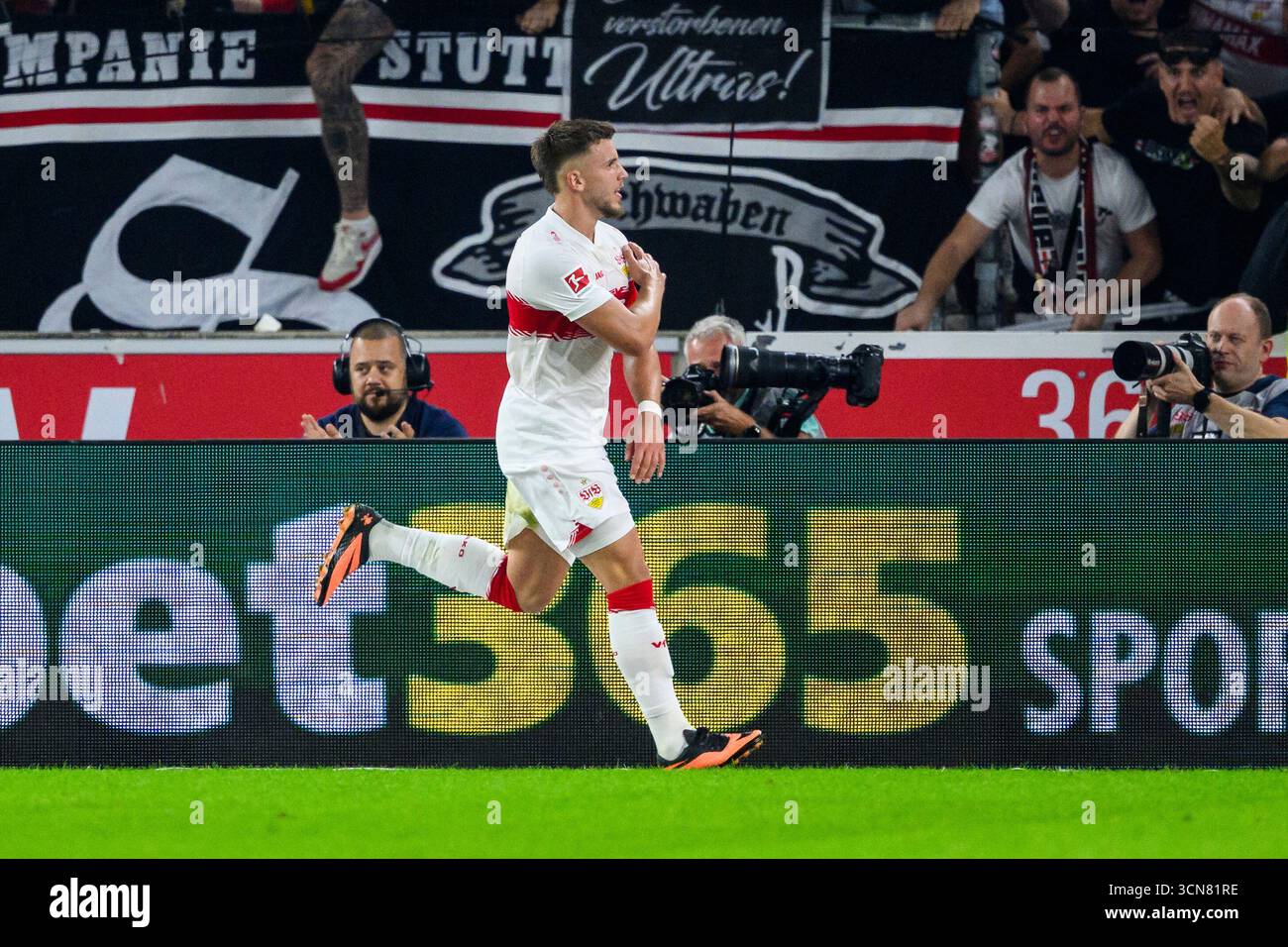 Stuttgart's Ermedin Demirovic celebrates scoring during the Bundesliga ...