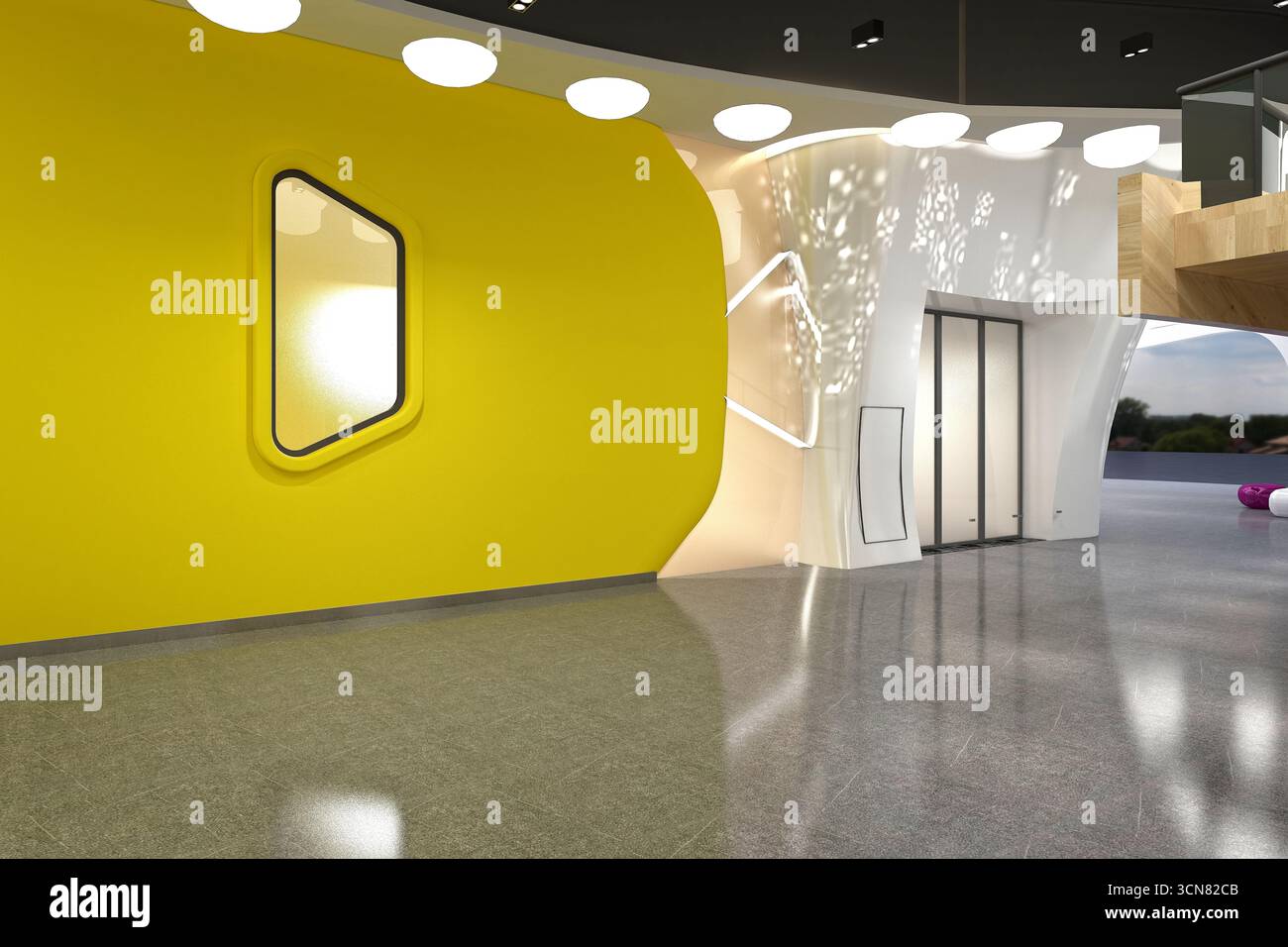 3d render building lobby reception Stock Photo - Alamy