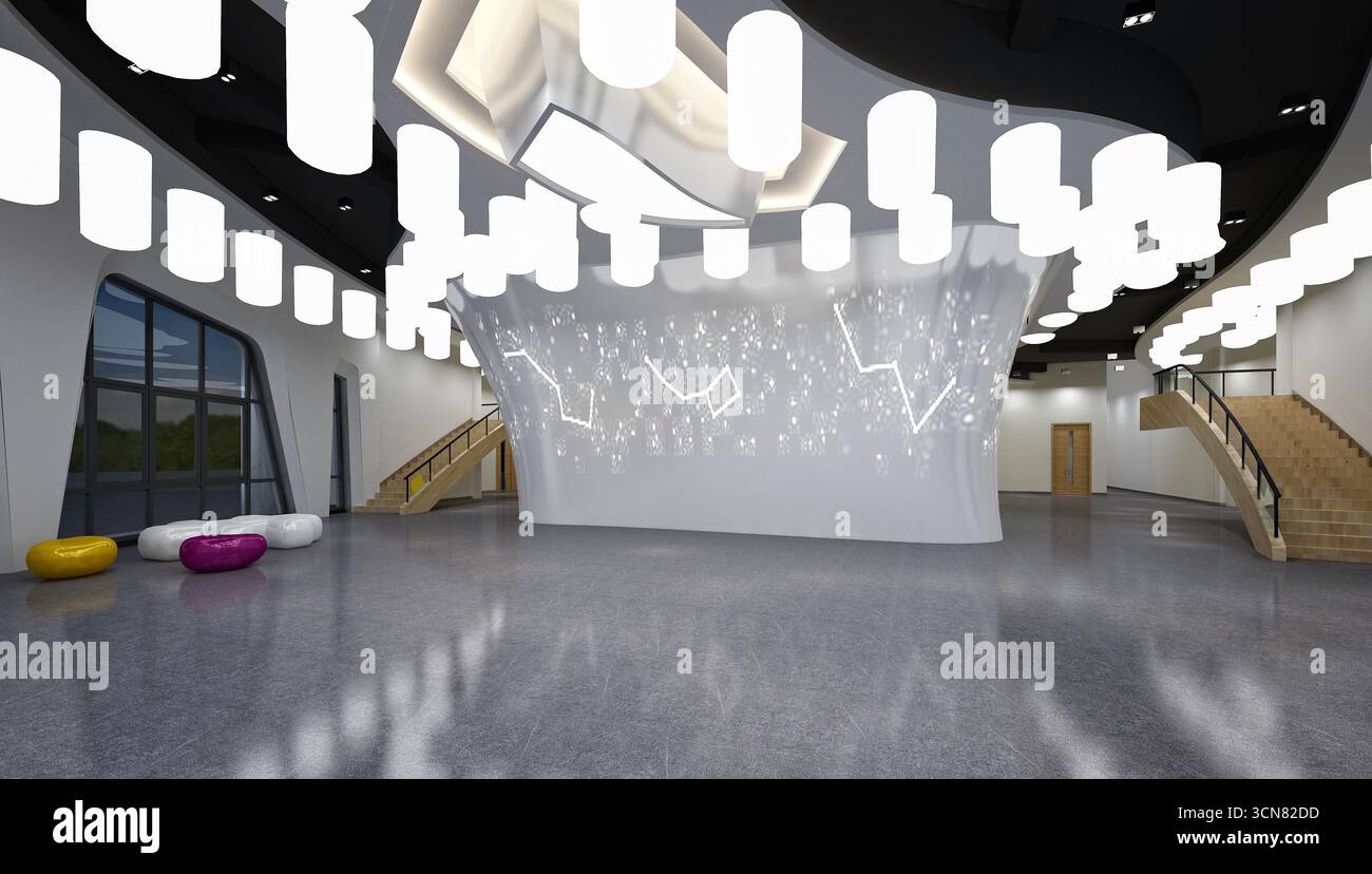 3d render building lobby reception Stock Photo - Alamy