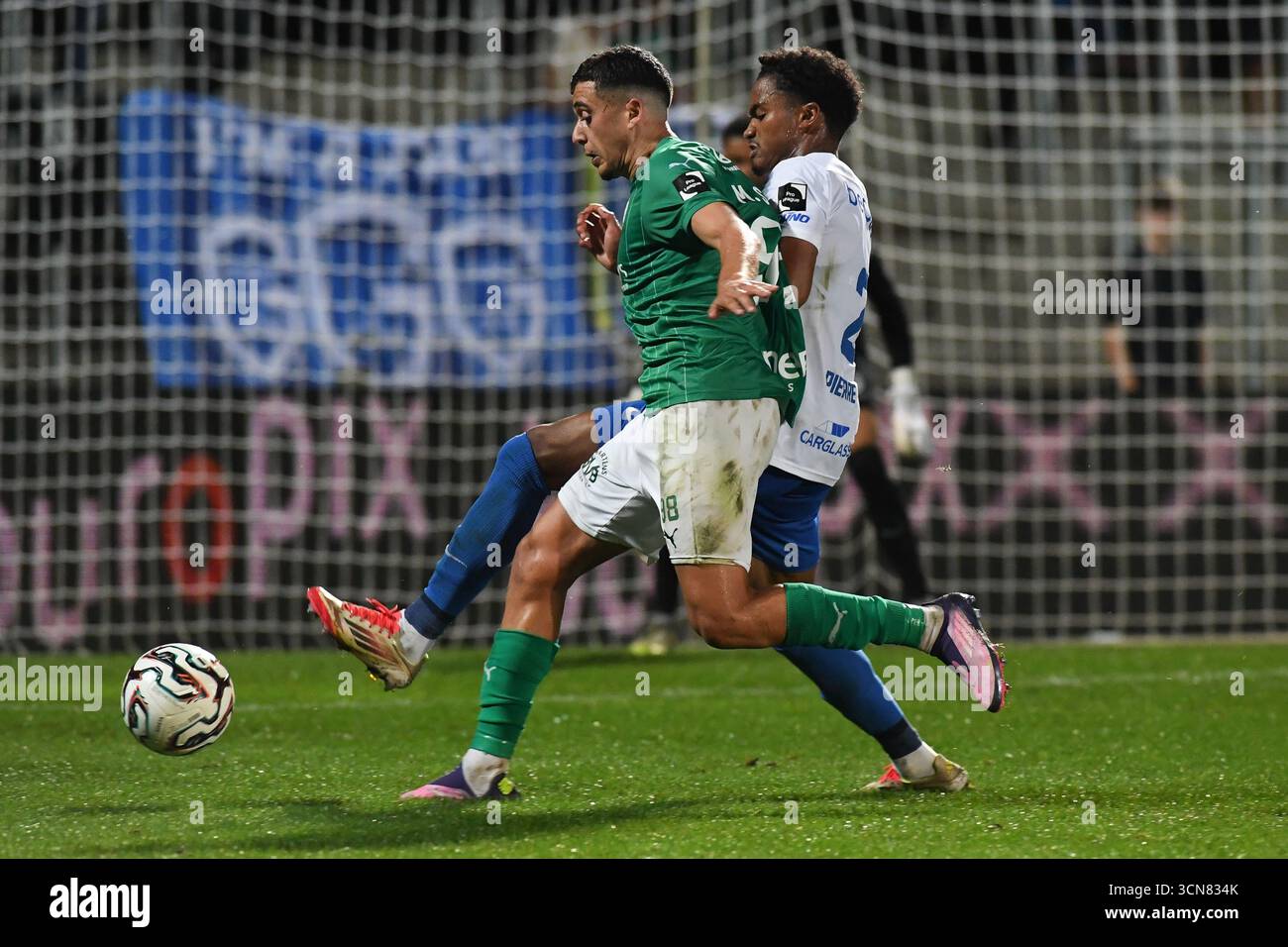 Lommel's Mo Salah El Boukammiri and Jong Genk's Kayden Pierre pictured ...