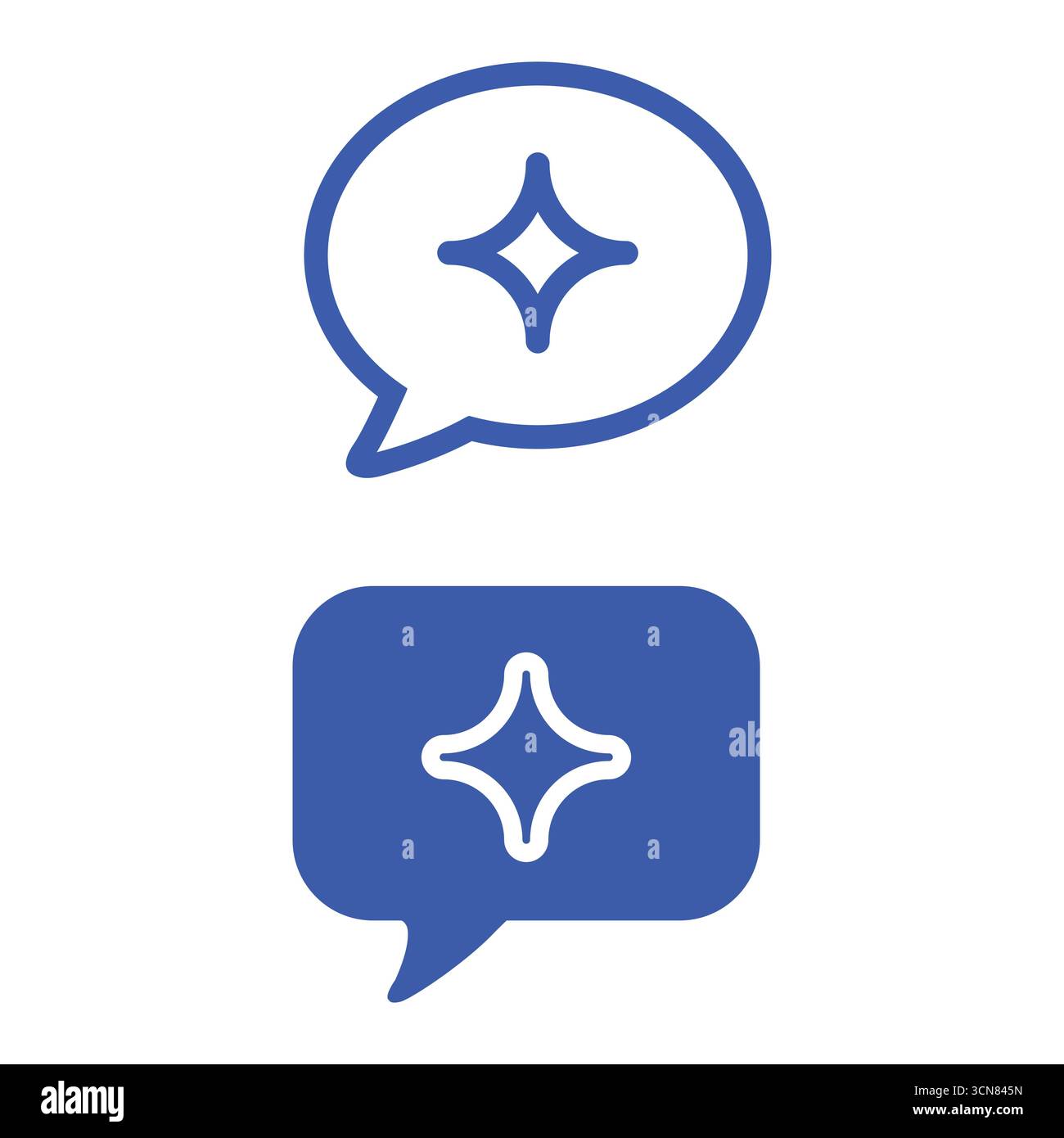 Blue Chat Bubble with Sparkle Symbol for AI Conversation Stock Vector ...